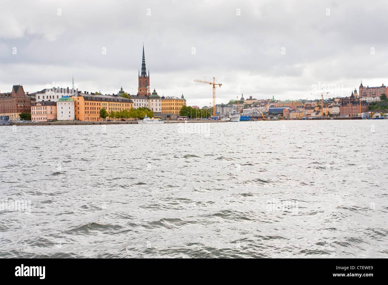 waterfront Riddarholmen island and view on Knights church in Stockholm ...