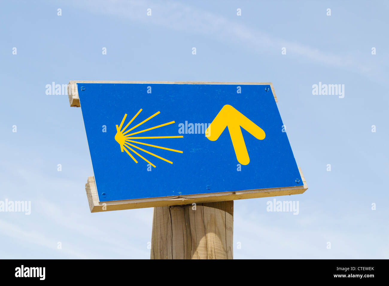 Camino de Santiago footpath/direction sign in Spain Stock Photo - Alamy