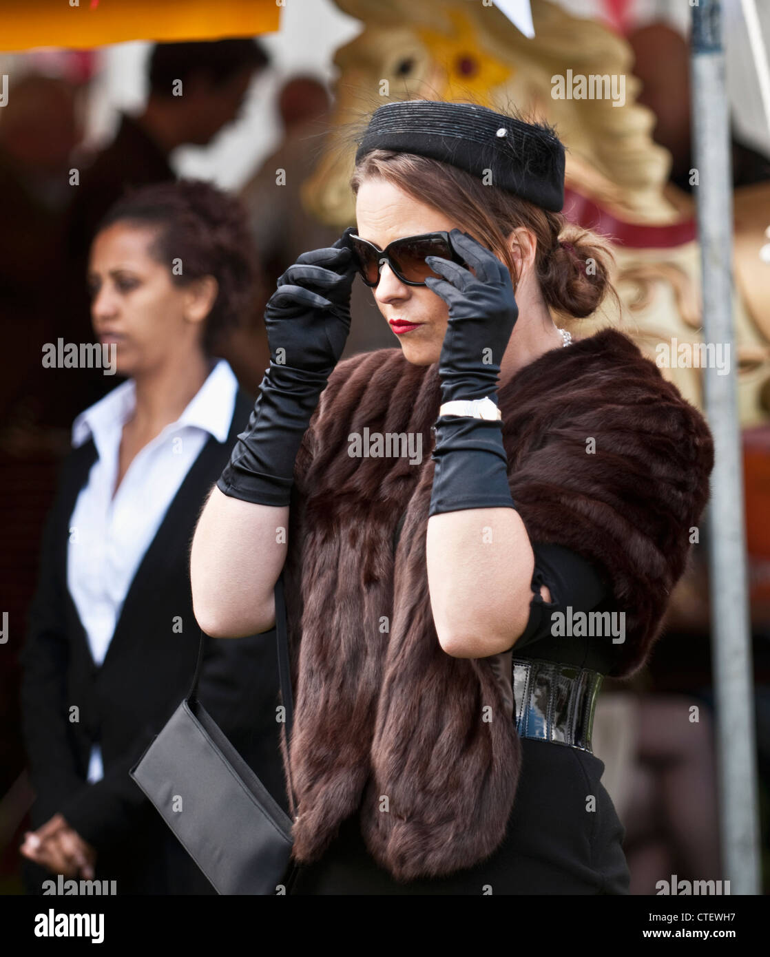 Pretty woman in period fancy dress at the 2011 Goodwood Revival Stock ...