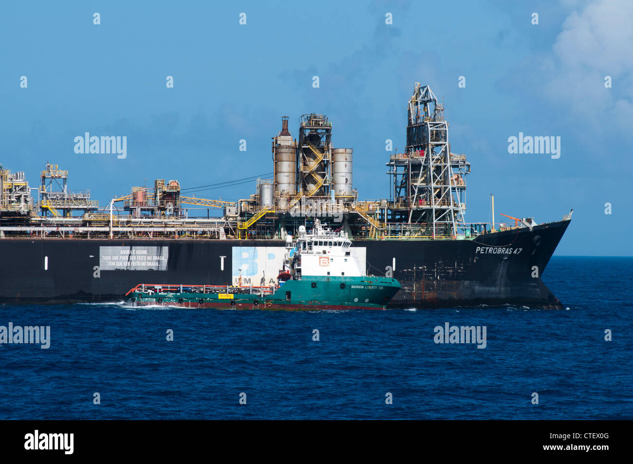 FPSO P47 with supply Vessel Bourbon Liberty along side for transfer ...