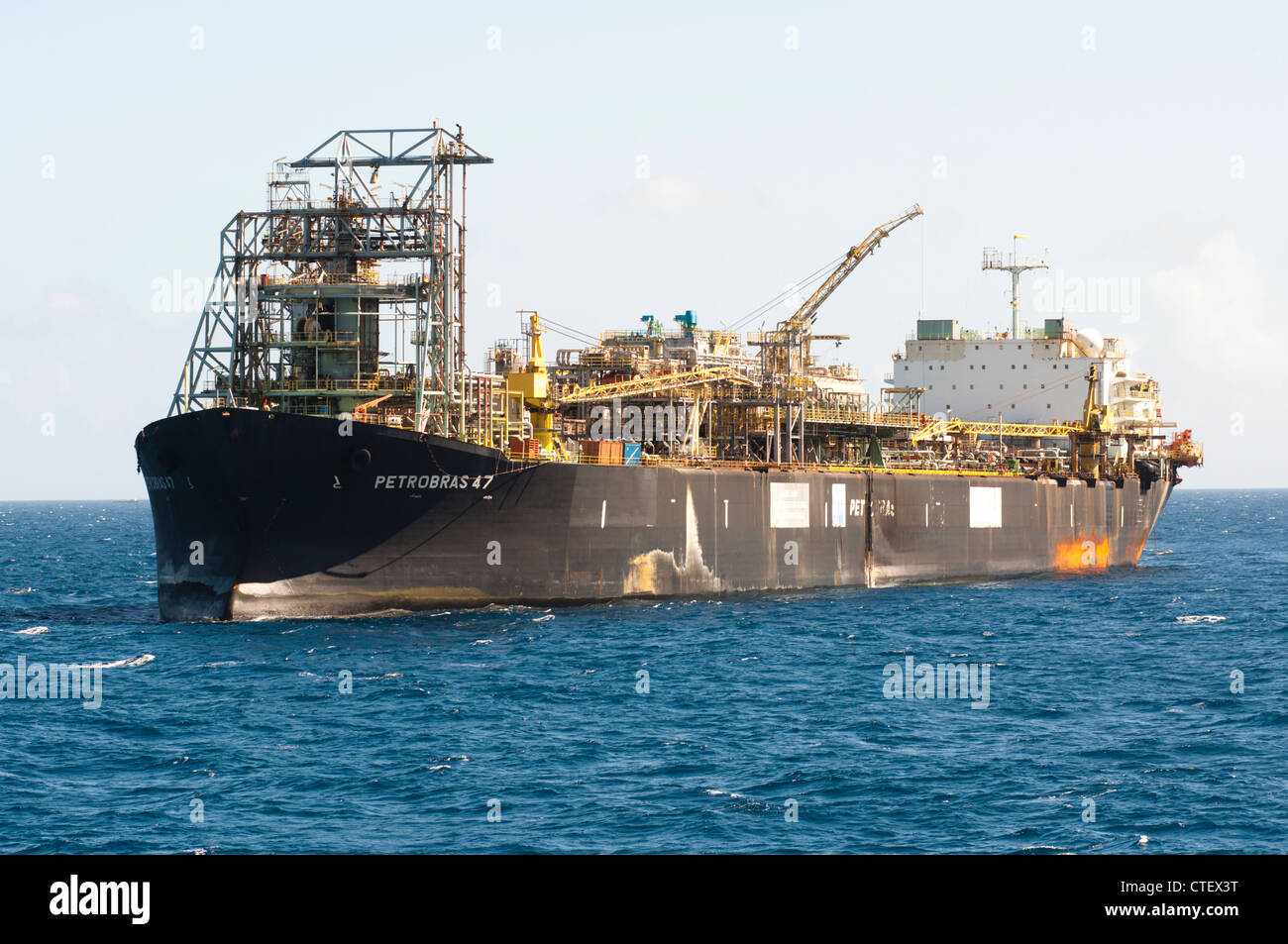 Oil rig FPSO P47, working Offshore Rio de Janeiro state, Campos basin ...