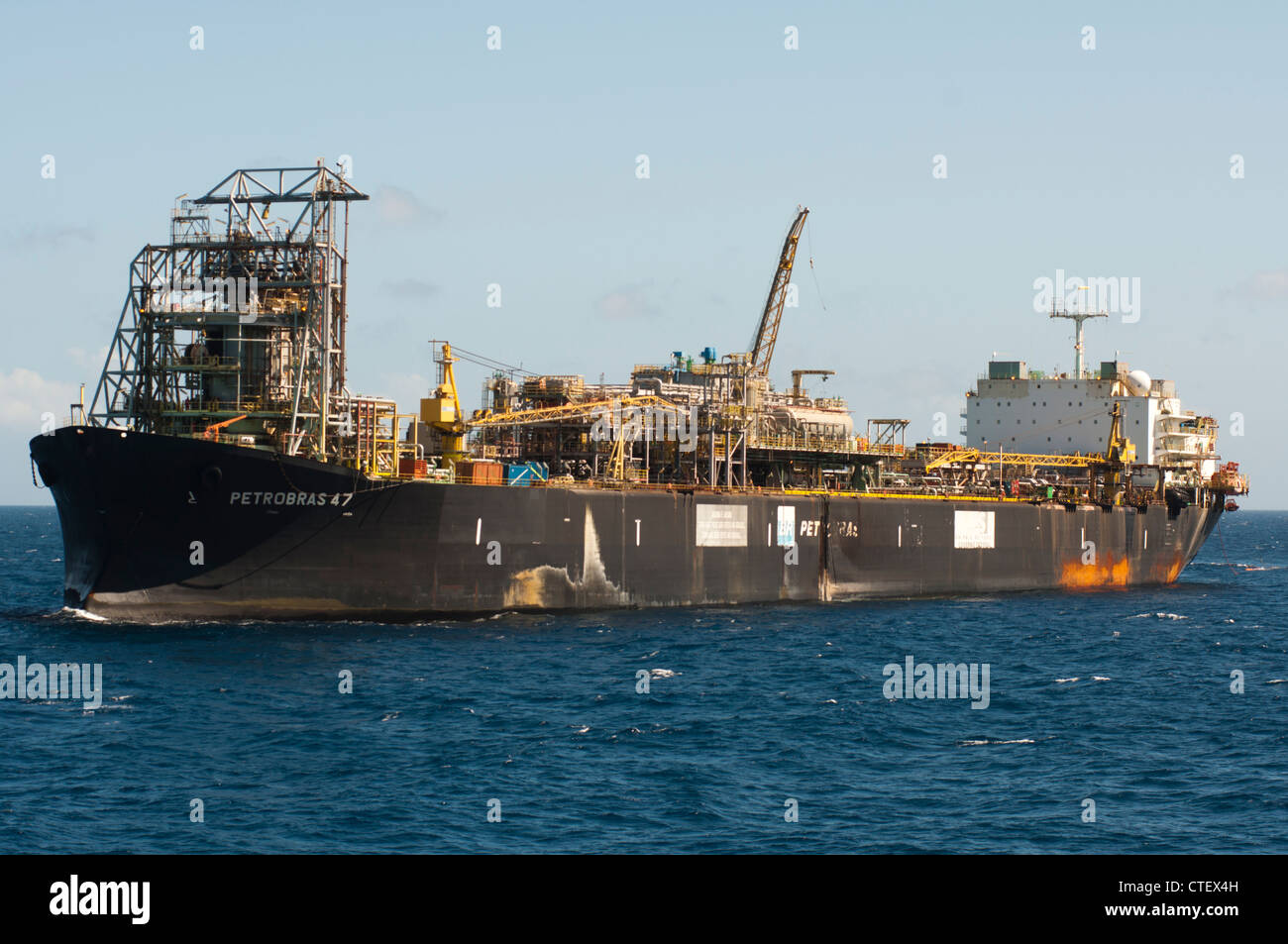 Oil rig FPSO P47, working Offshore Rio de Janeiro state, Campos basin ...