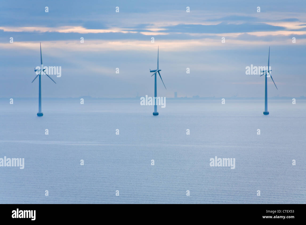 Middelgrunden - offshore wind farm near Copenhagen, Denmark at early ...