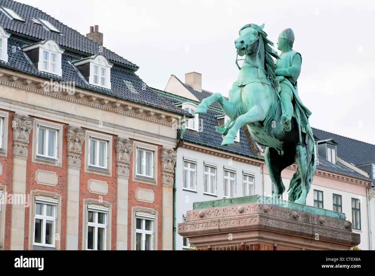 Statue of Absalon on Hojbro square in Copenhagen, Denmark Stock Photo ...