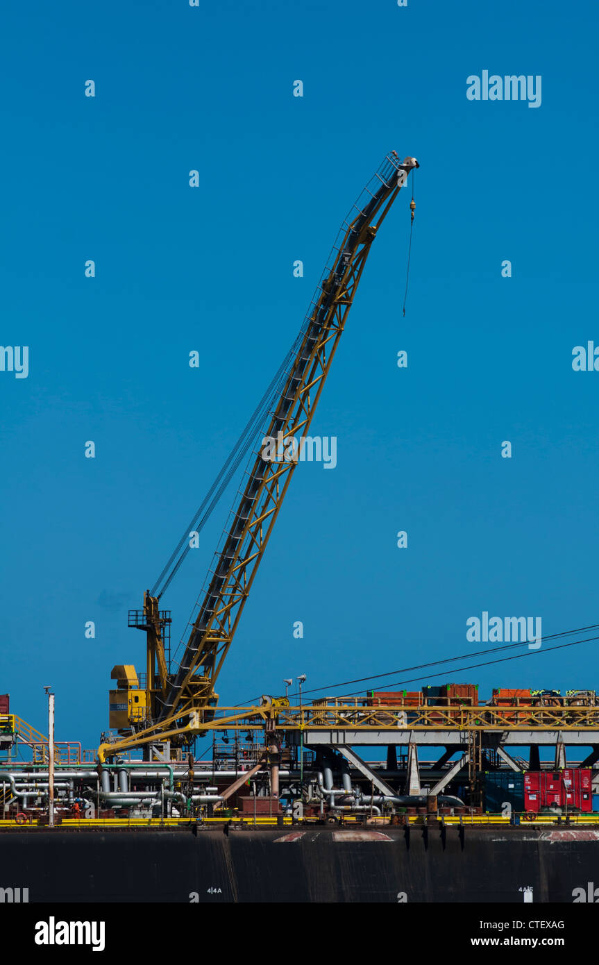 Crane detail of Offshore FPSO oil rig P47 working for Petrobras ...