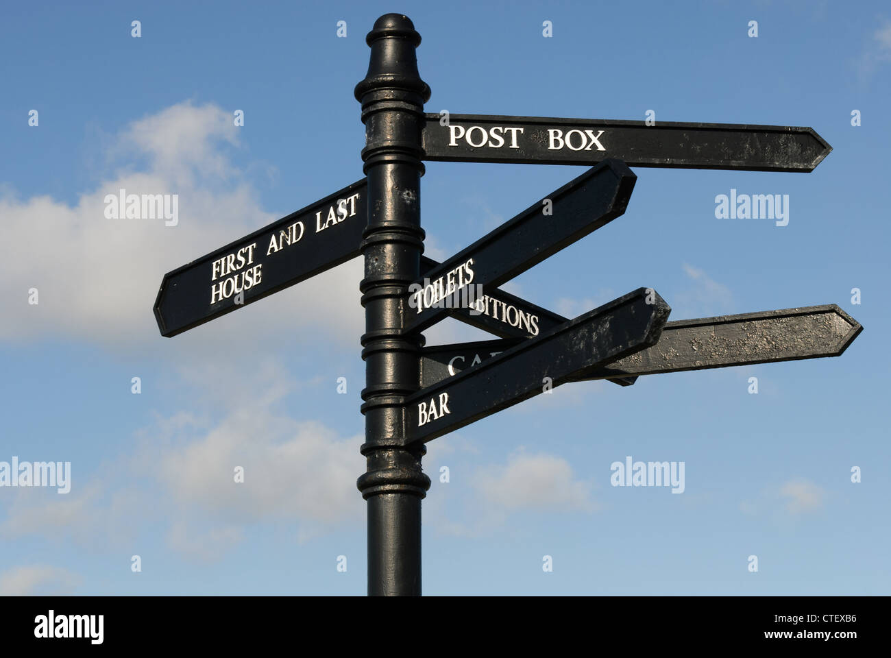 pole signs at Land End in Cornwall Stock Photo - Alamy