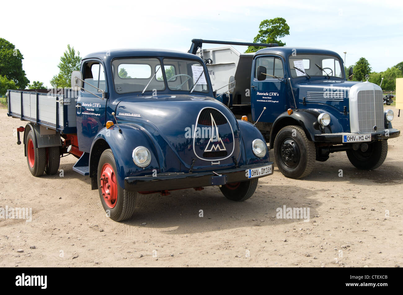 Trucks Magirus-Deutz Sirius 90L and Mercedes L325 Stock Photo - Alamy