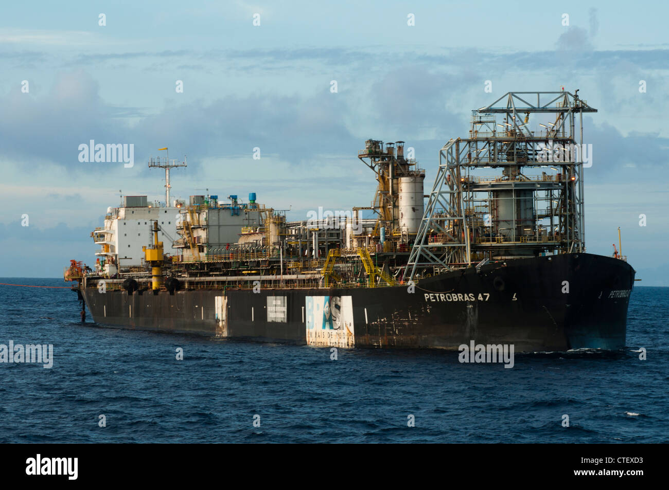 Oil rig FPSO P47, working Offshore Rio de Janeiro state, Campos basin ...