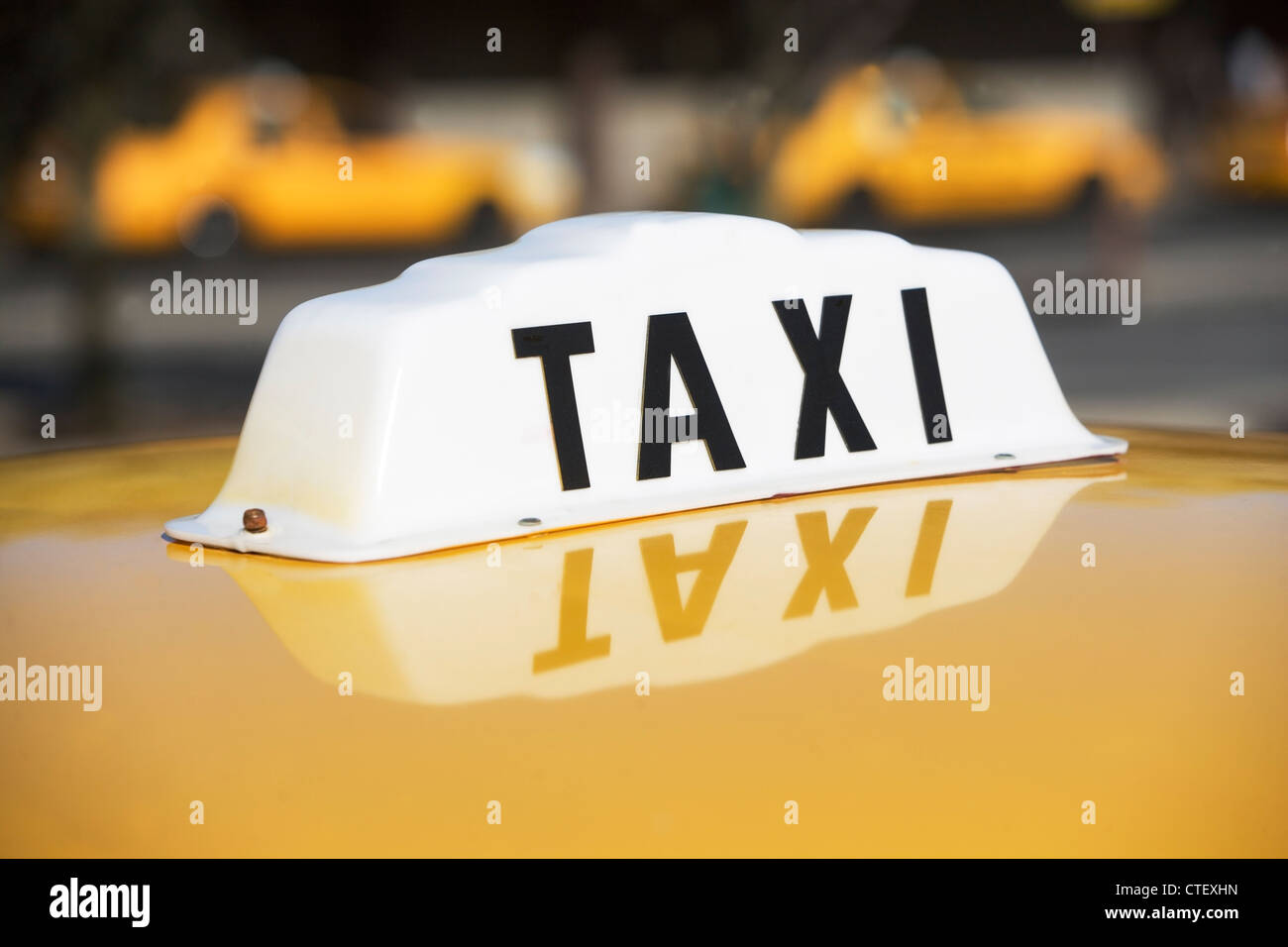 USA, New York, Long Island, New York City, Close up of taxi sign Stock ...