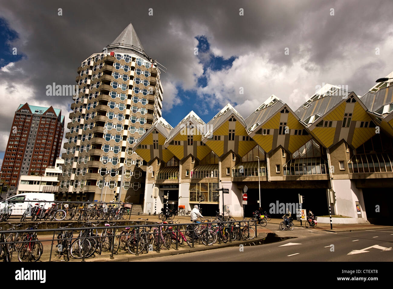Yellow cube houses in the city of Rotterdam, The Netherlands Stock ...