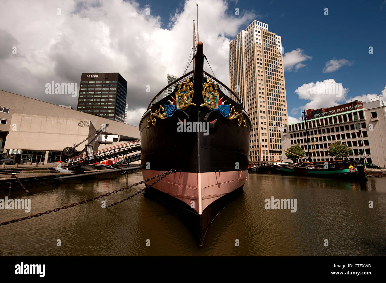 old ship at the Maritime Museum in the city of Rotterdam, Holland Stock ...