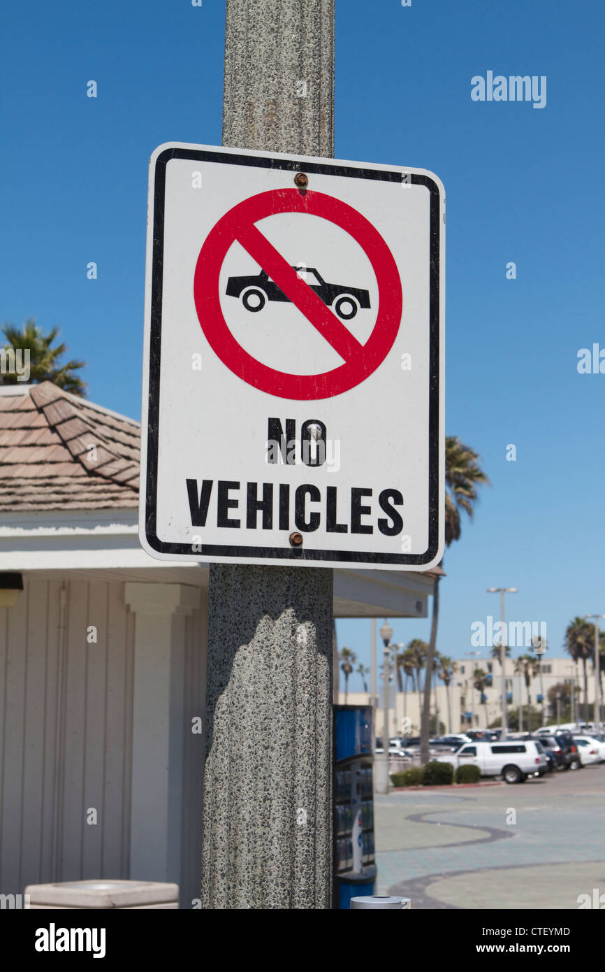 No vehicles sign at Huntington Beach California USA Stock Photo - Alamy