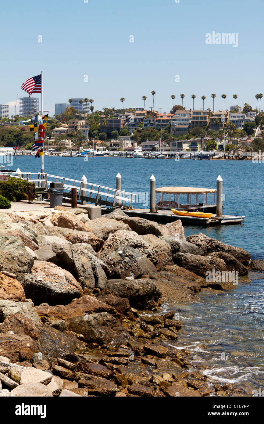 The entrance to Newport Beach Harbor taken from the end of the Balboa ...