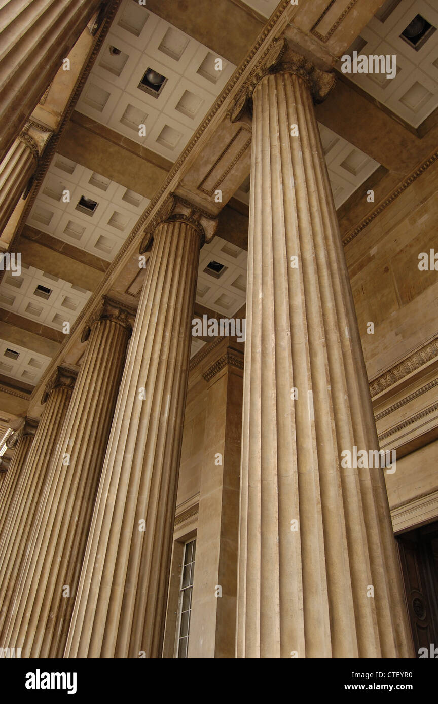Stone columns on the facade of the British Museum in London, England ...