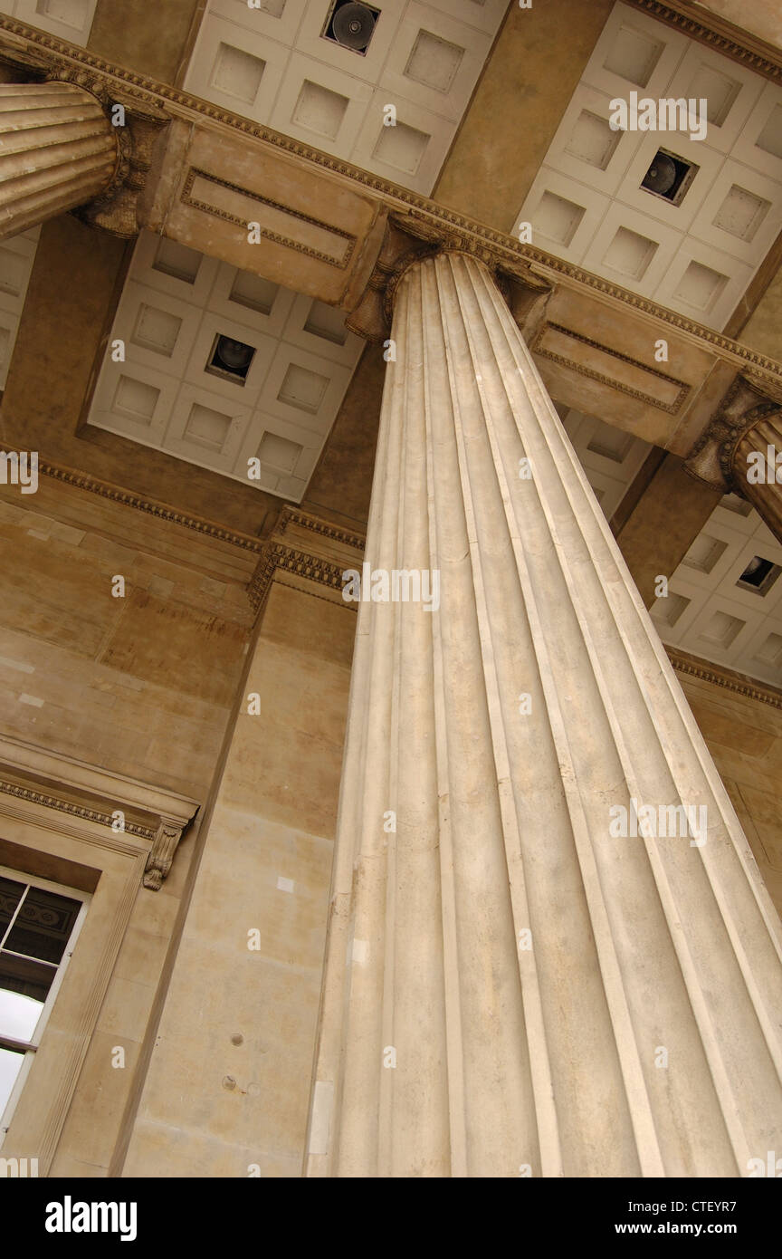 Stone columns on the facade of the British Museum in London, England ...