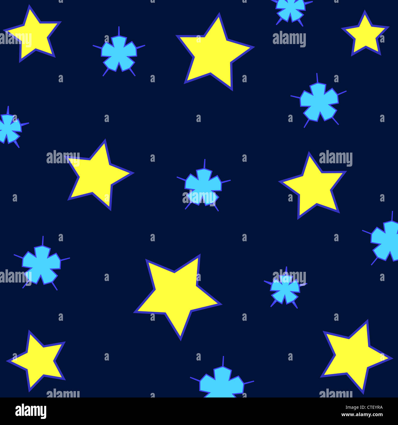 Seamless stars pattern in blue and yellow Stock Photo - Alamy