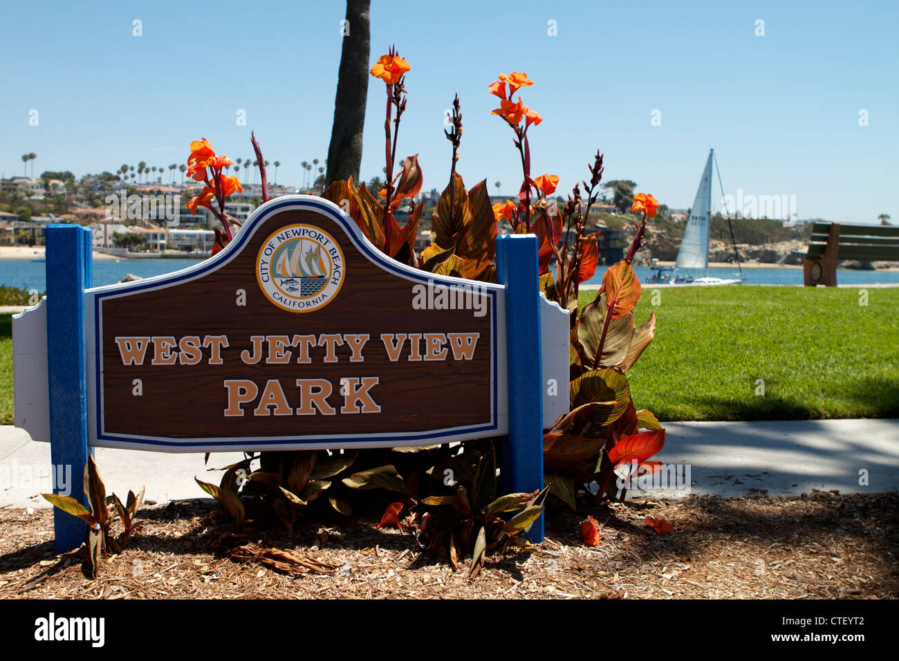 West jetty view park Newport Beach California at the end of Balboa ...