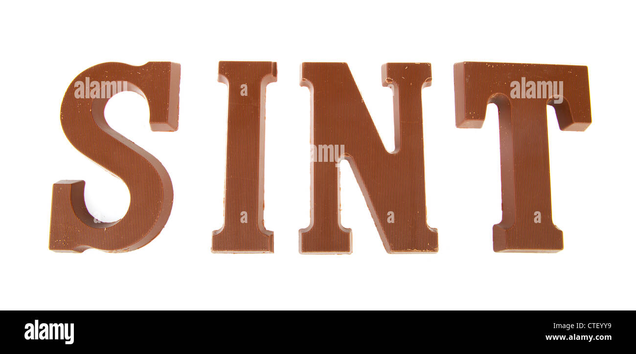 Sinterklaas chocolate letters isolated over white background Stock ...