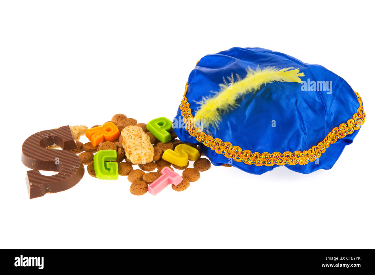 Traditional Dutch Sinterklaas candy and hat of Black Piet Stock Photo ...