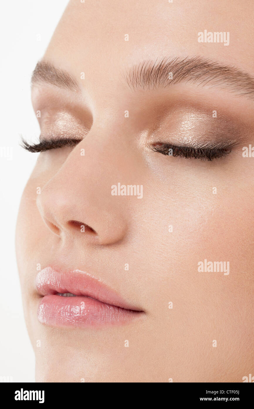 Close-up of female face with subtle make-up Stock Photo - Alamy