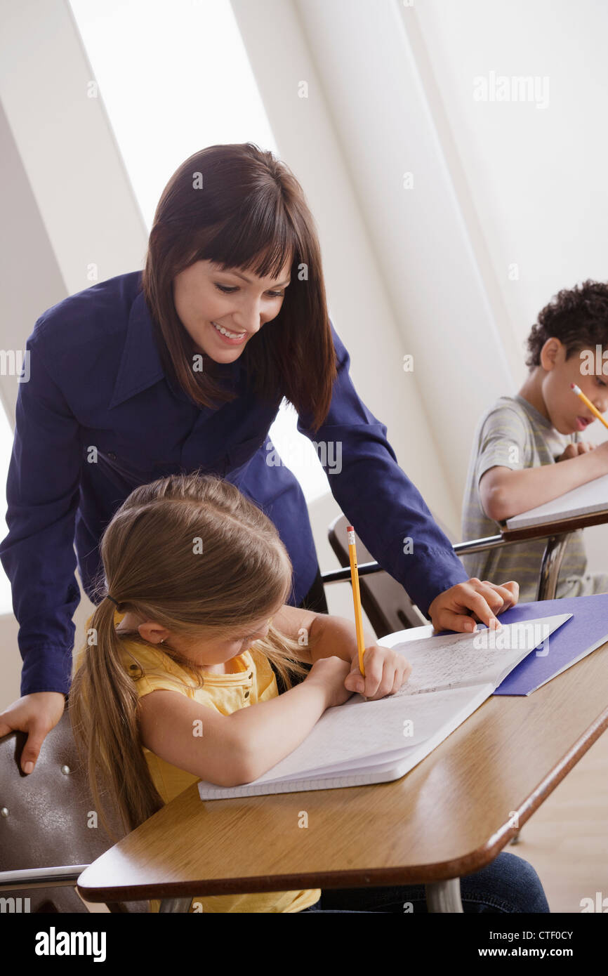 USA, California, Los Angeles, Pupils and teacher in classroom Stock ...