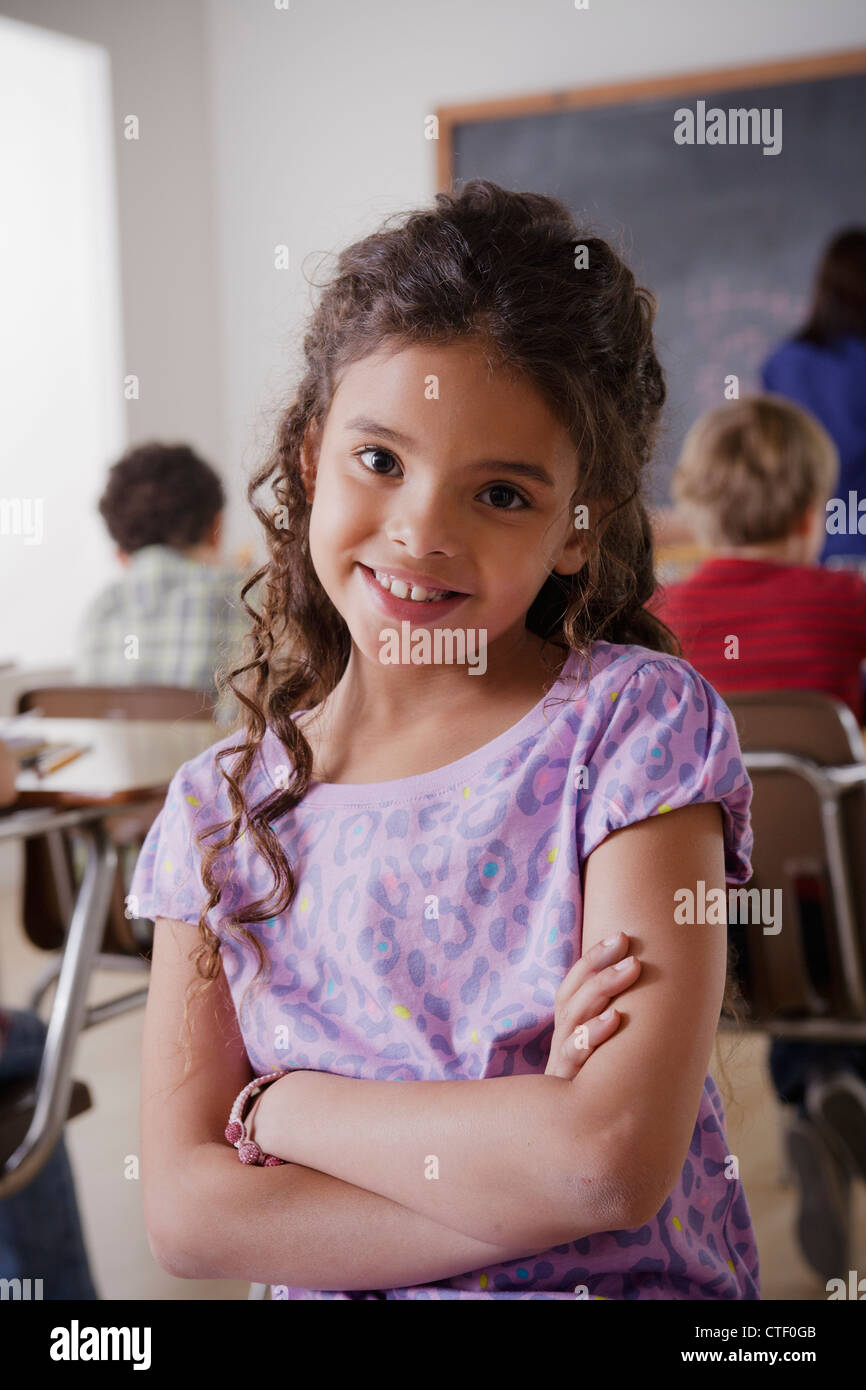 USA, California, Los Angeles, Portrait of schoolgirl in classroom Stock ...