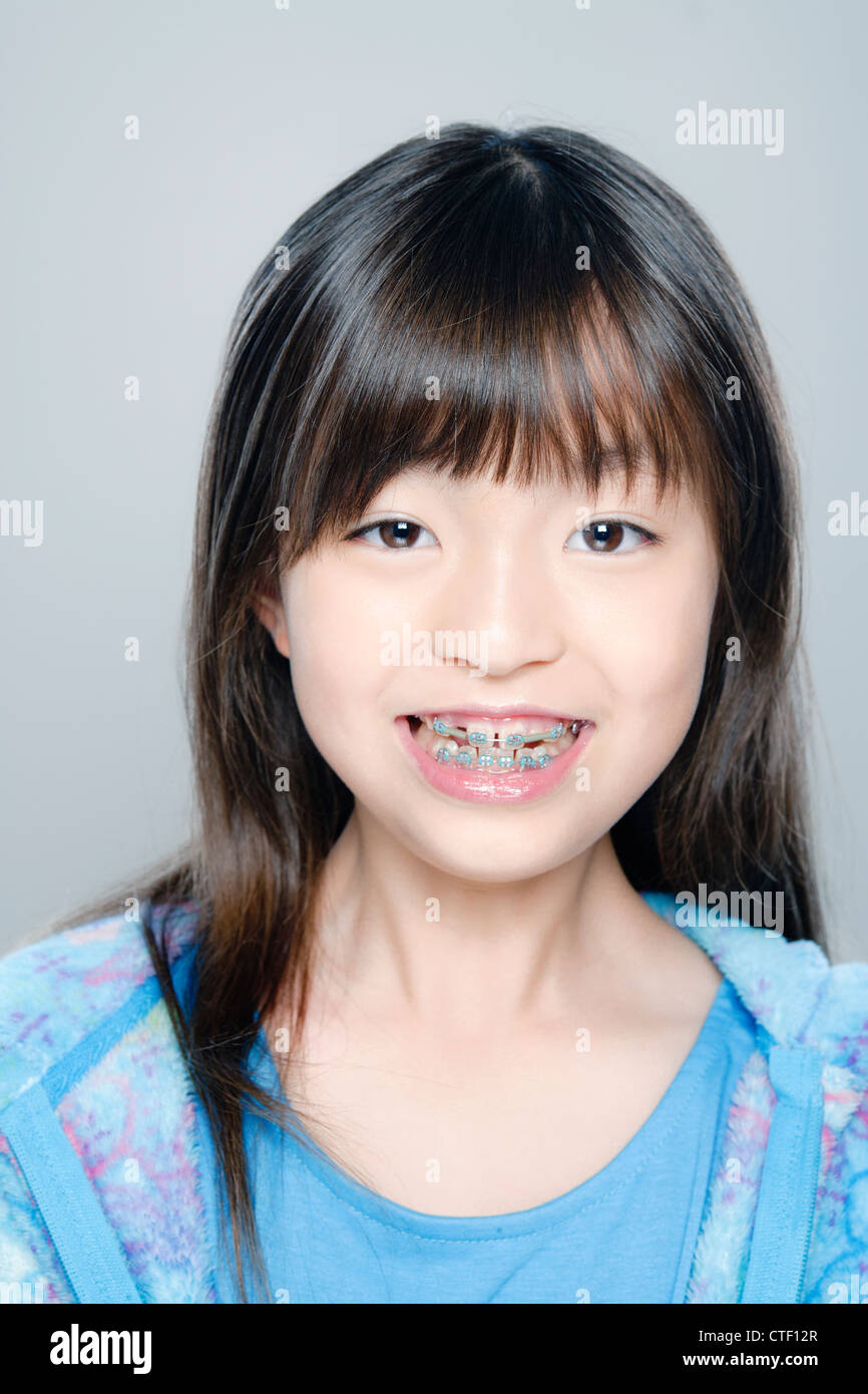 Portrait of girl (8-9), studio shot Stock Photo - Alamy
