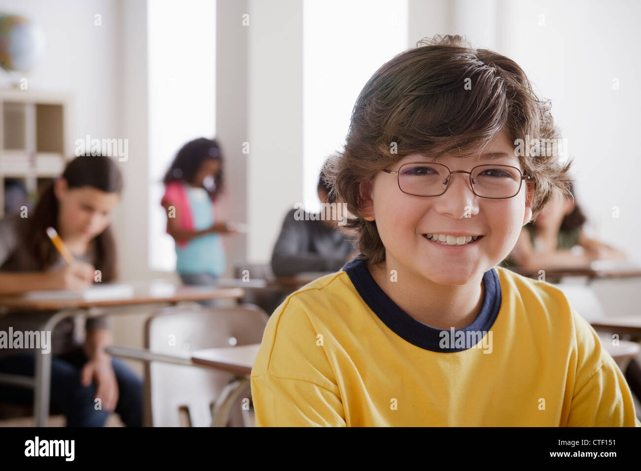 USA, California, Los Angeles, Portrait of schoolboy (10-11 Stock Photo ...