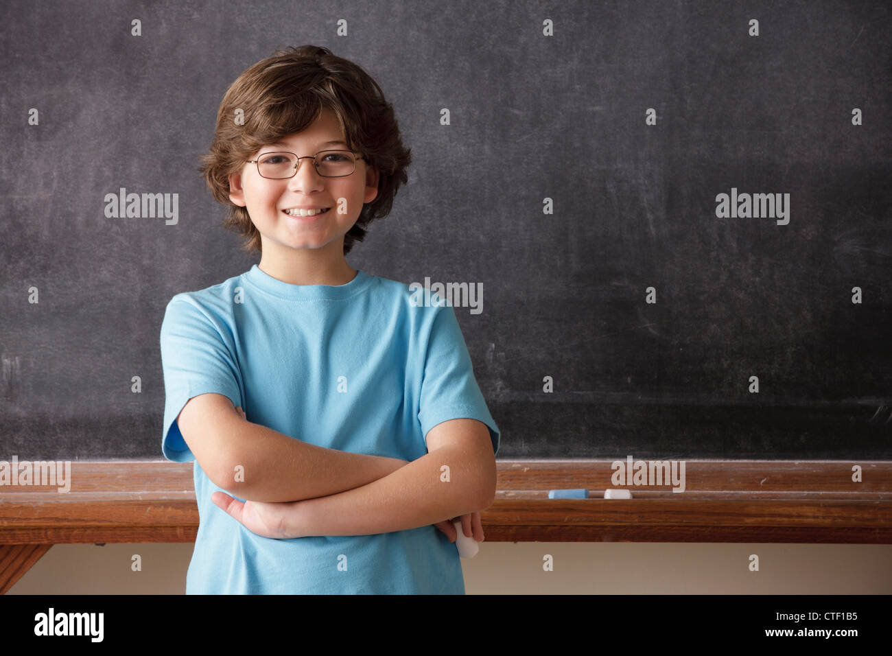 USA, California, Los Angeles, portrait of schoolboy (10-11) in front of ...