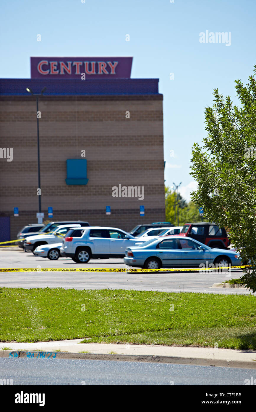 The outside perimeter of the deadly movie theater crime scene in Aurora ...