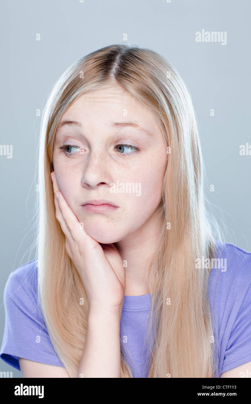 Portrait of teenage girl (14-15), studio shot Stock Photo - Alamy