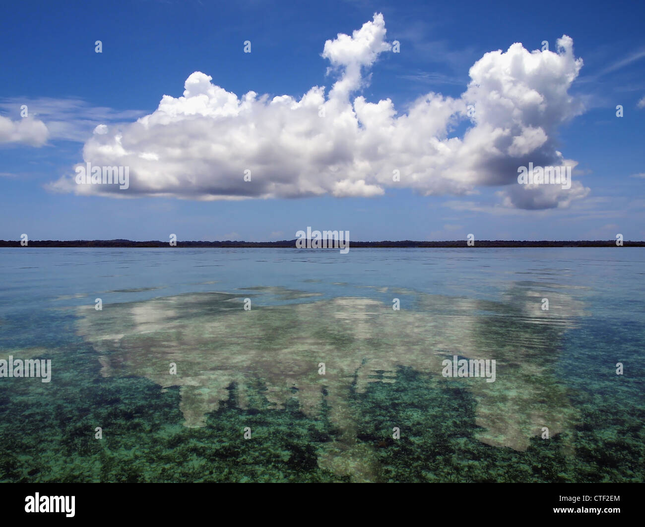 Cloud reflection on the water surface in the Caribbean sea Stock Photo ...