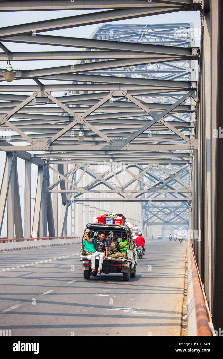 Sagaing Bridge over the Irrawaddy River near Mandalay Myanmar Stock ...