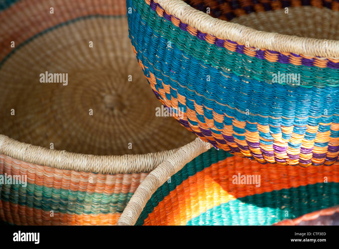 A stack of colorful, beautiful baskets Stock Photo - Alamy