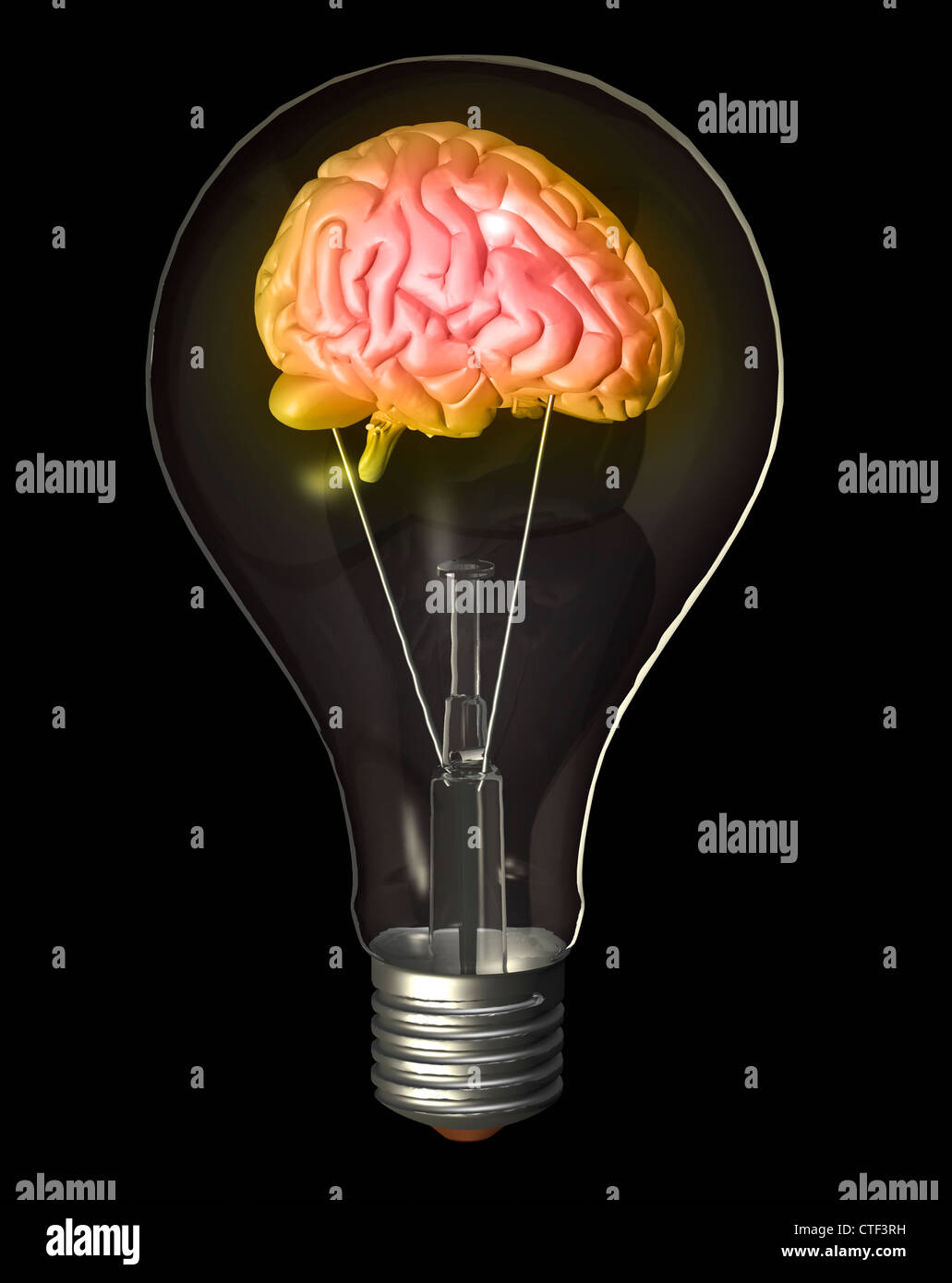 Conceptual image of "light bulb" containing human brain Stock Photo - Alamy
