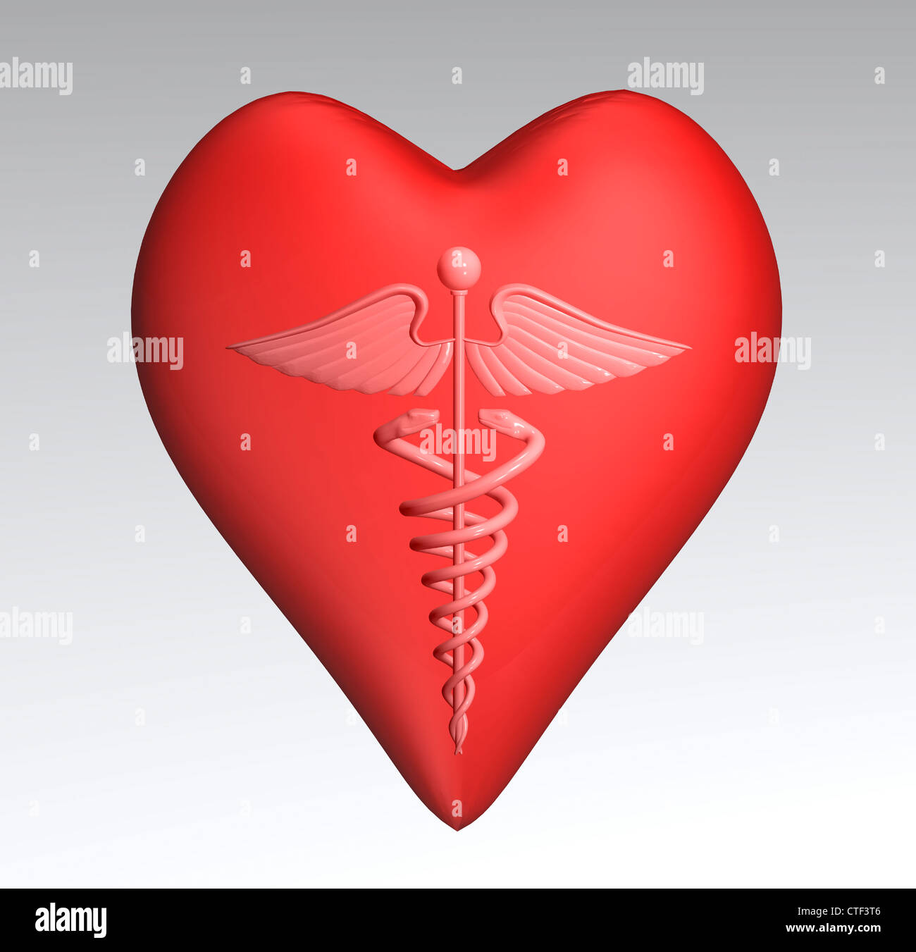 Red heart with Caduceus inside Stock Photo - Alamy