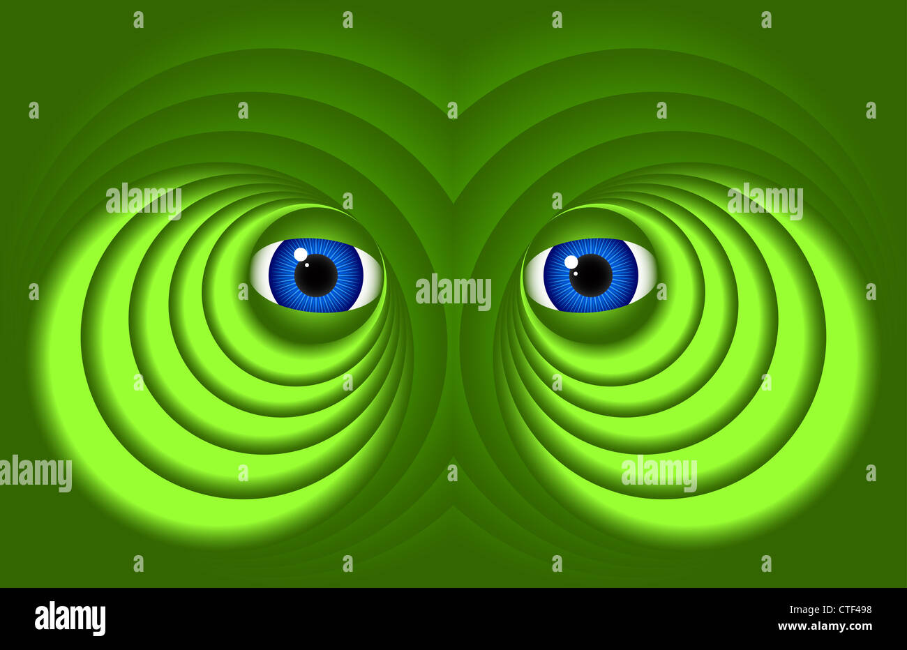 Eyes on a green background Stock Photo - Alamy