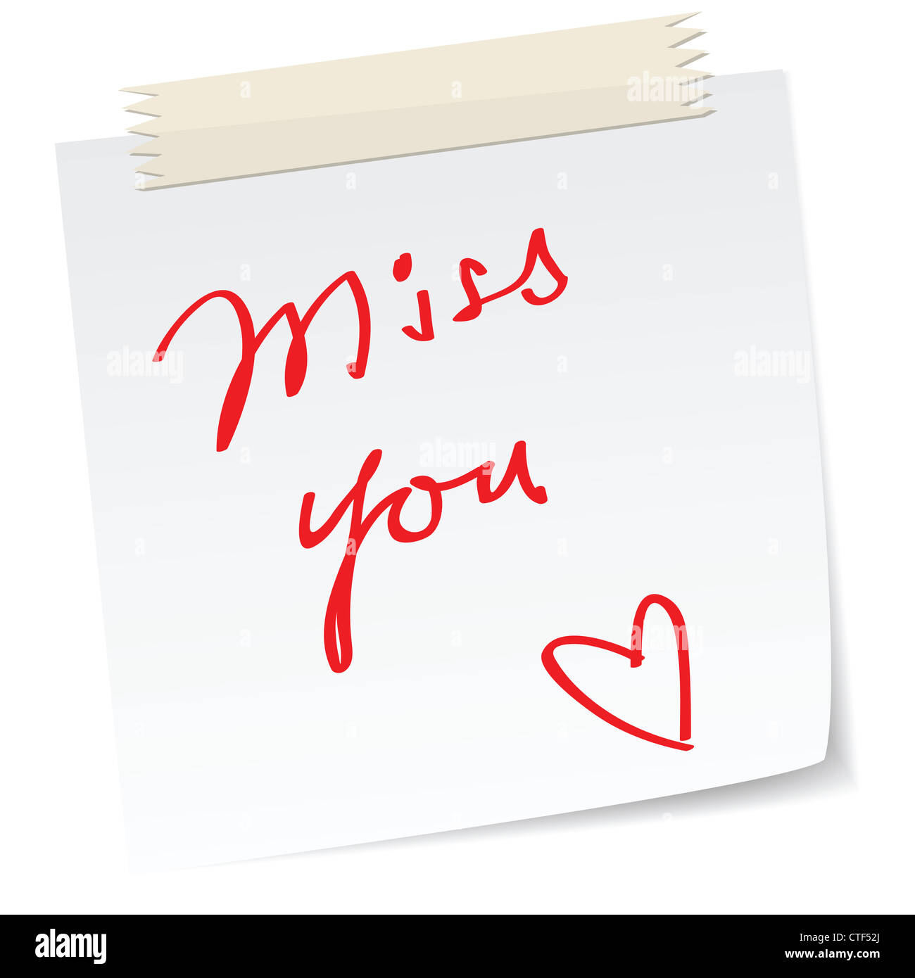 love note with a handwritten 'miss you' message Stock Photo - Alamy