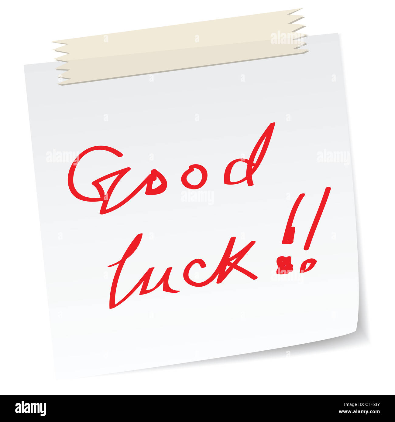 a note with 'good luck' message, handwritten texts Stock Photo - Alamy