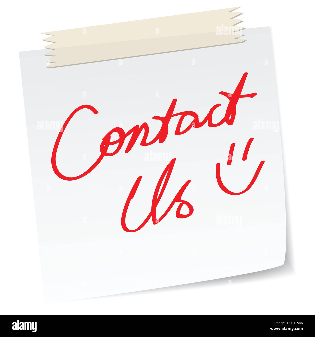 a note with 'contact us' message, handwritten texts Stock Photo - Alamy