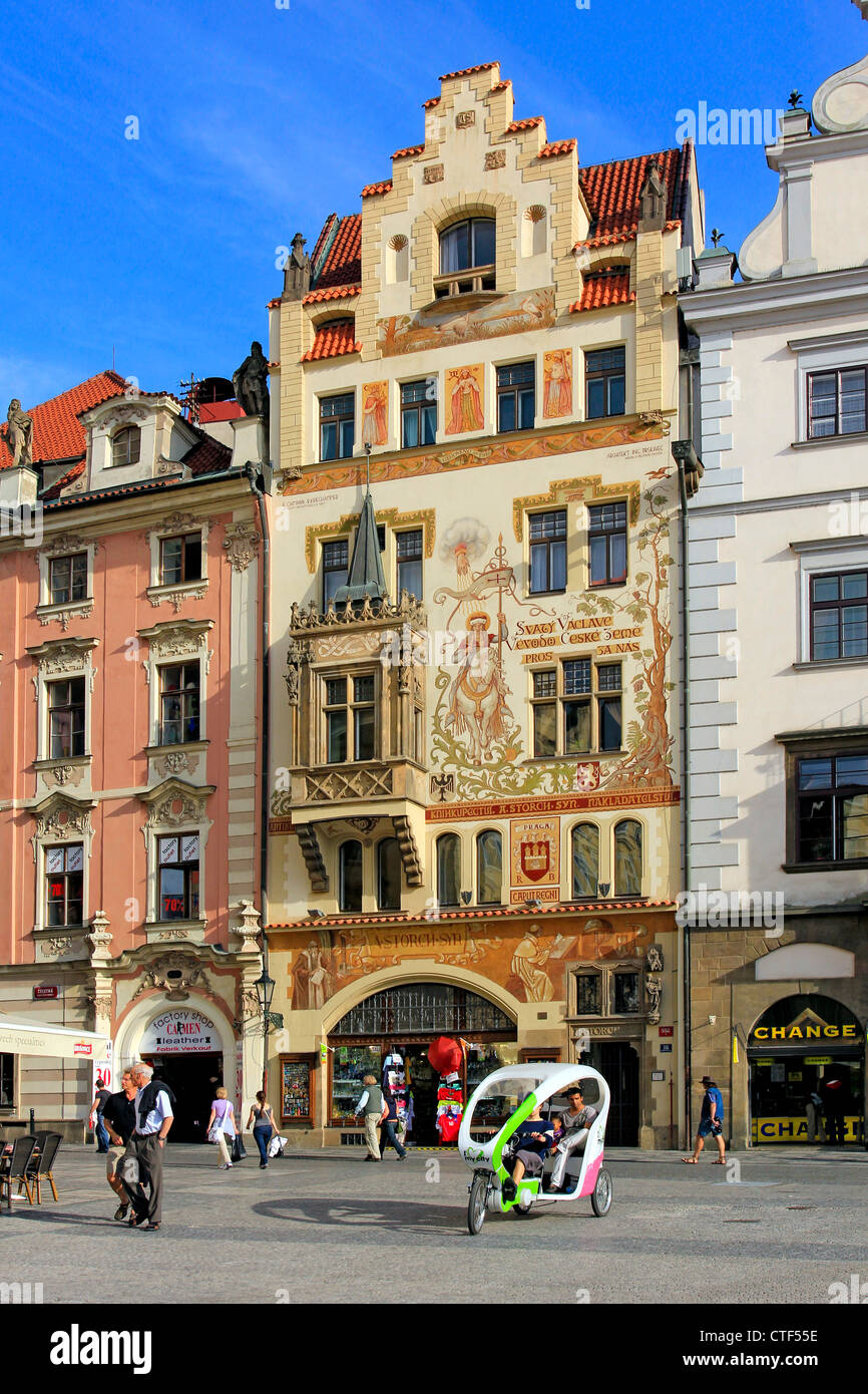 Stork House, also home to the stone Virgin on Old Town Square in Prague ...
