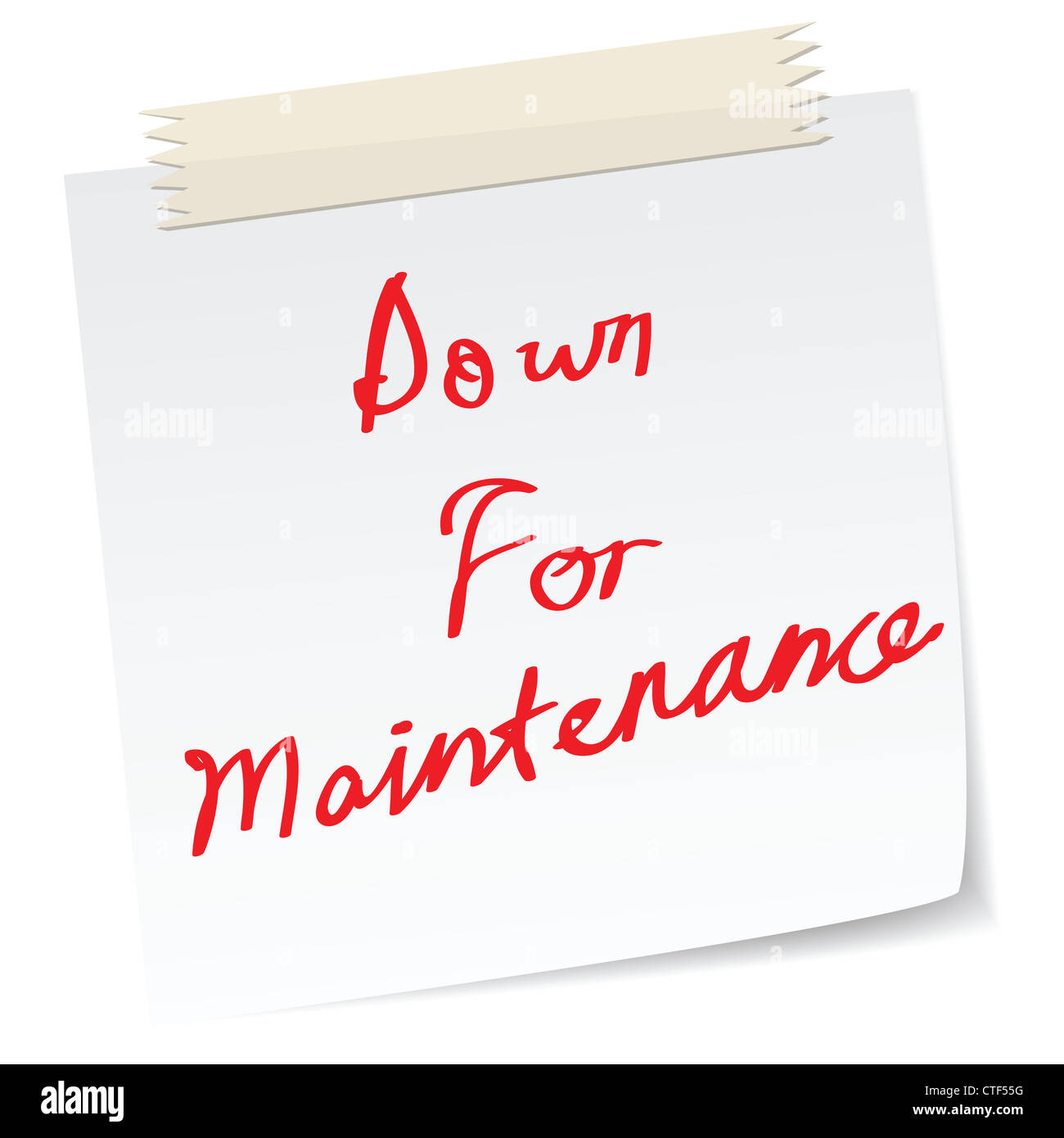 a note with handwritten message, down for maintenance, website page ...