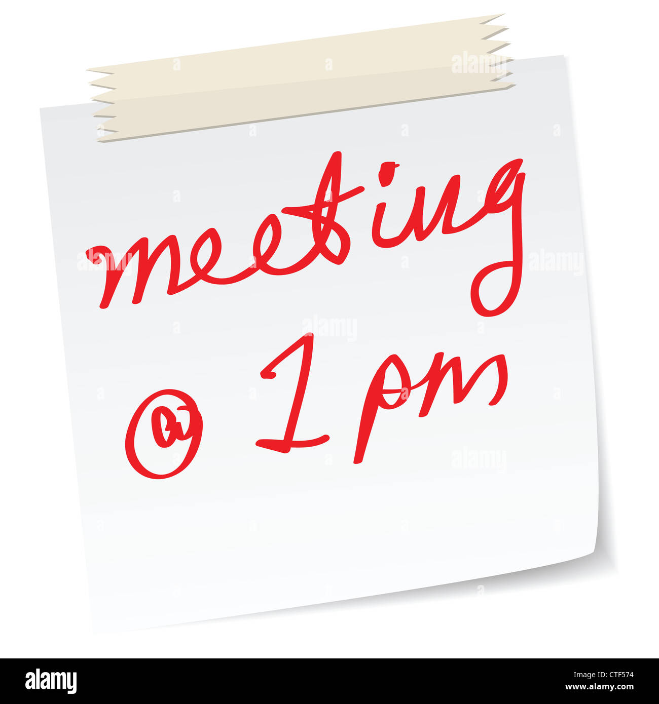 a handwritten notes with meeting at 1pm message Stock Photo - Alamy