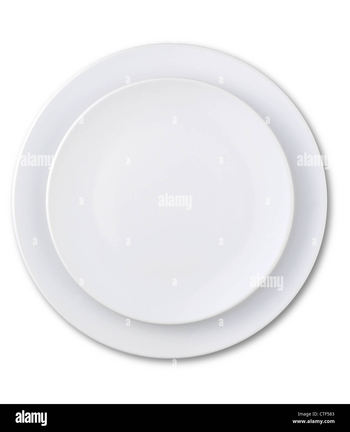 an overhead view of an empty plate isolated on white with a clipping ...