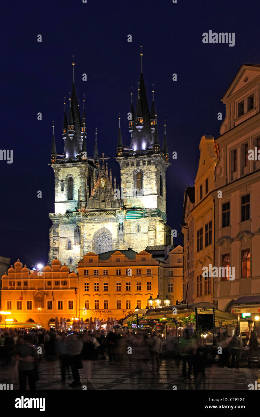 Czech Republic, Prague, Tyn Cathedral on Old Town Square Stock Photo ...