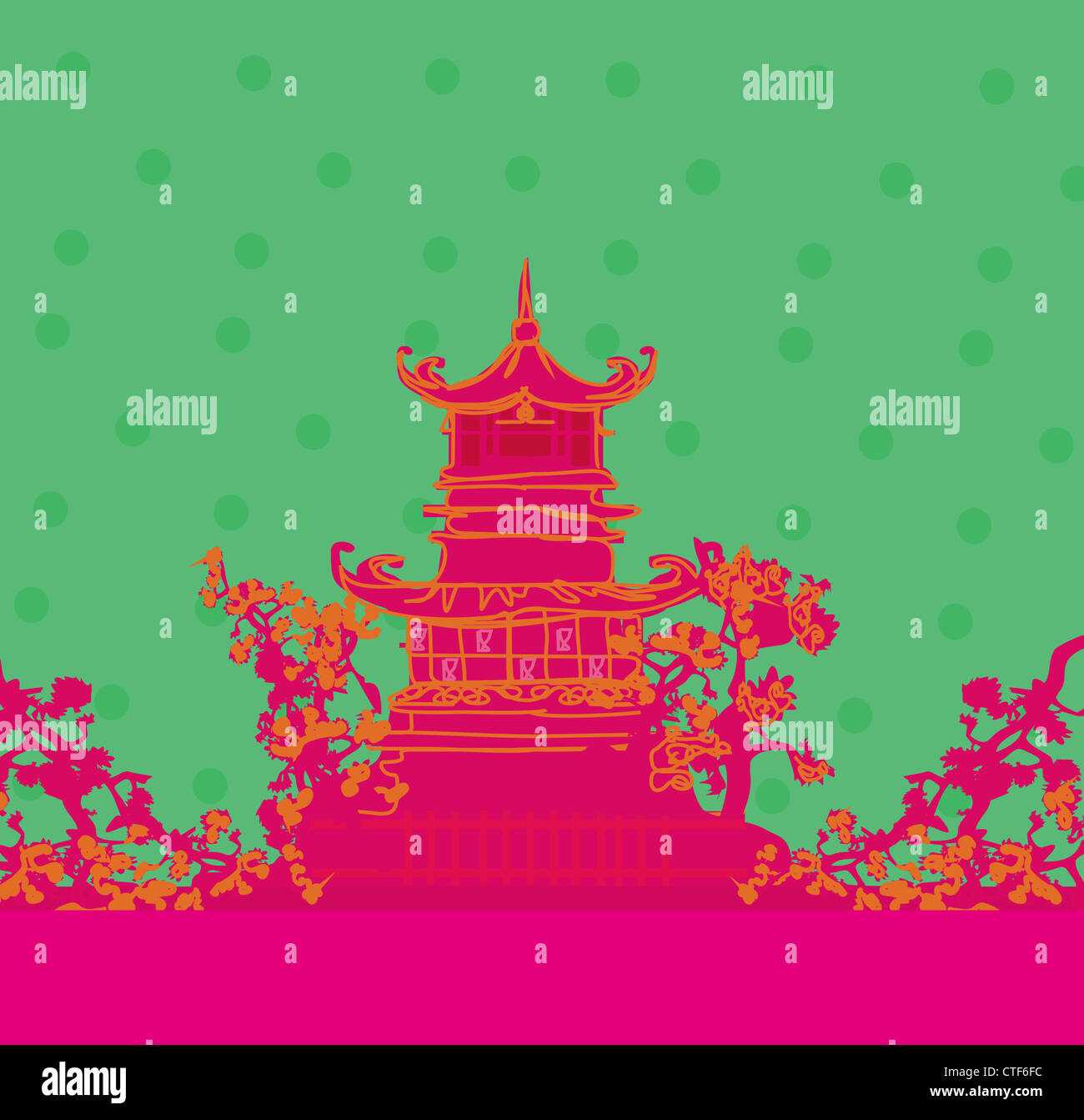 old paper with Asian Landscape Stock Photo - Alamy