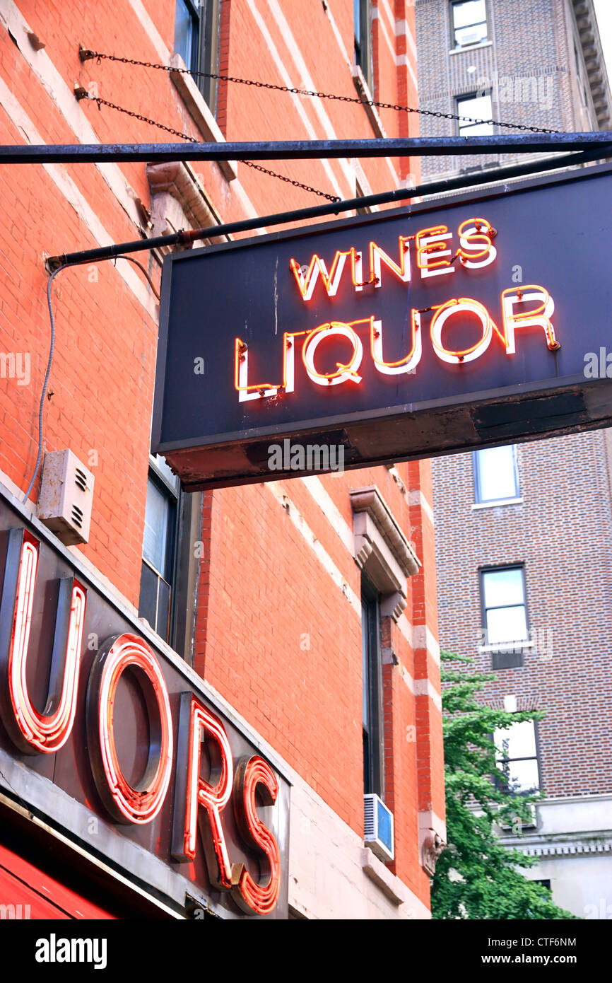 Wines and Liquor Sign Stock Photo - Alamy