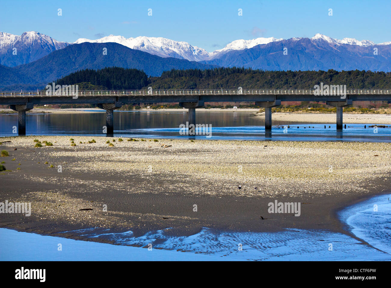 Hokitika Bay and Bridge, viewed from Pierson Esplanade, New Zealand 3 ...