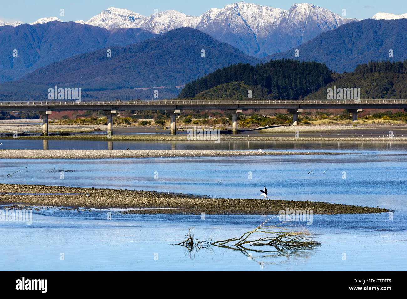 Hokitika Bay and Bridge, viewed from Pierson Esplanade, New Zealand 5 ...