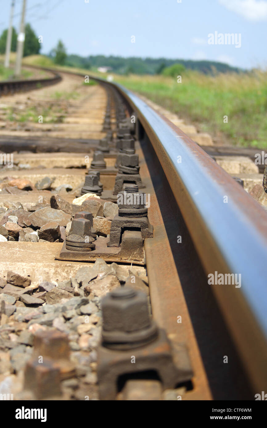 detail of fixing the railway tracks, abstraction Stock Photo - Alamy